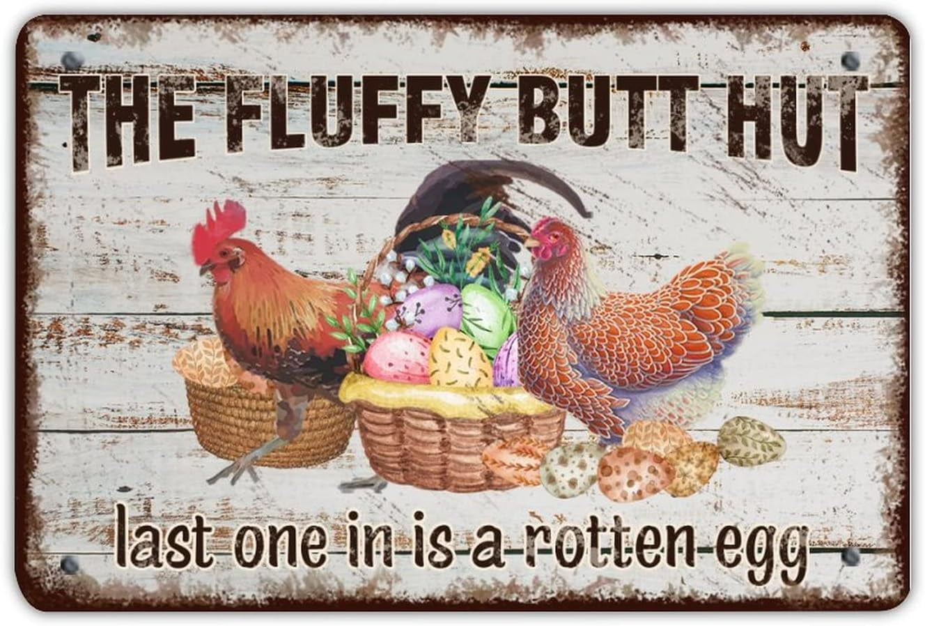 Farm Kitchen Sign Metal Tin Sign Hen Rooster Farmhouse Chickens Sign ...