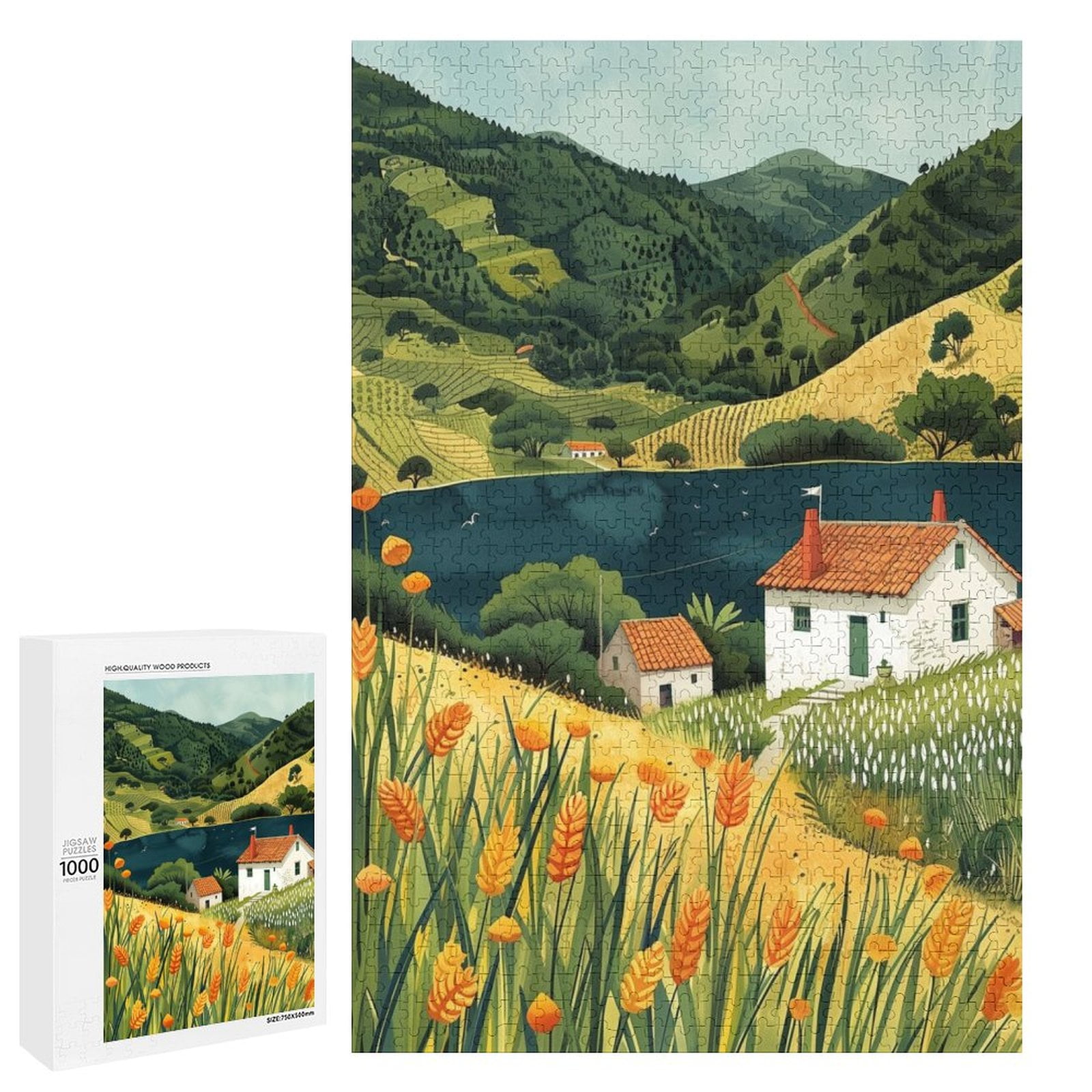 Farm Landscape Cartoon Puzzles For Adults 1000 Pieces And Up, Suitable ...