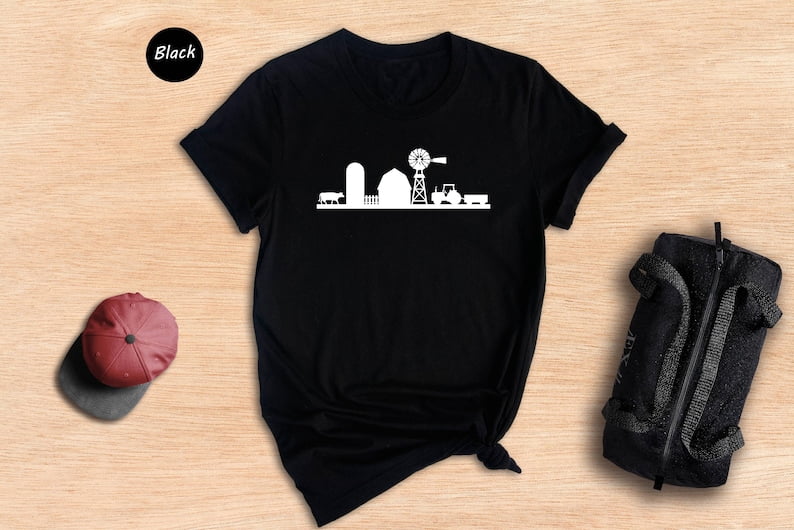 Farm Landscape Silhouette Nature Country Life T-Shirt - All Size S-5XL ...