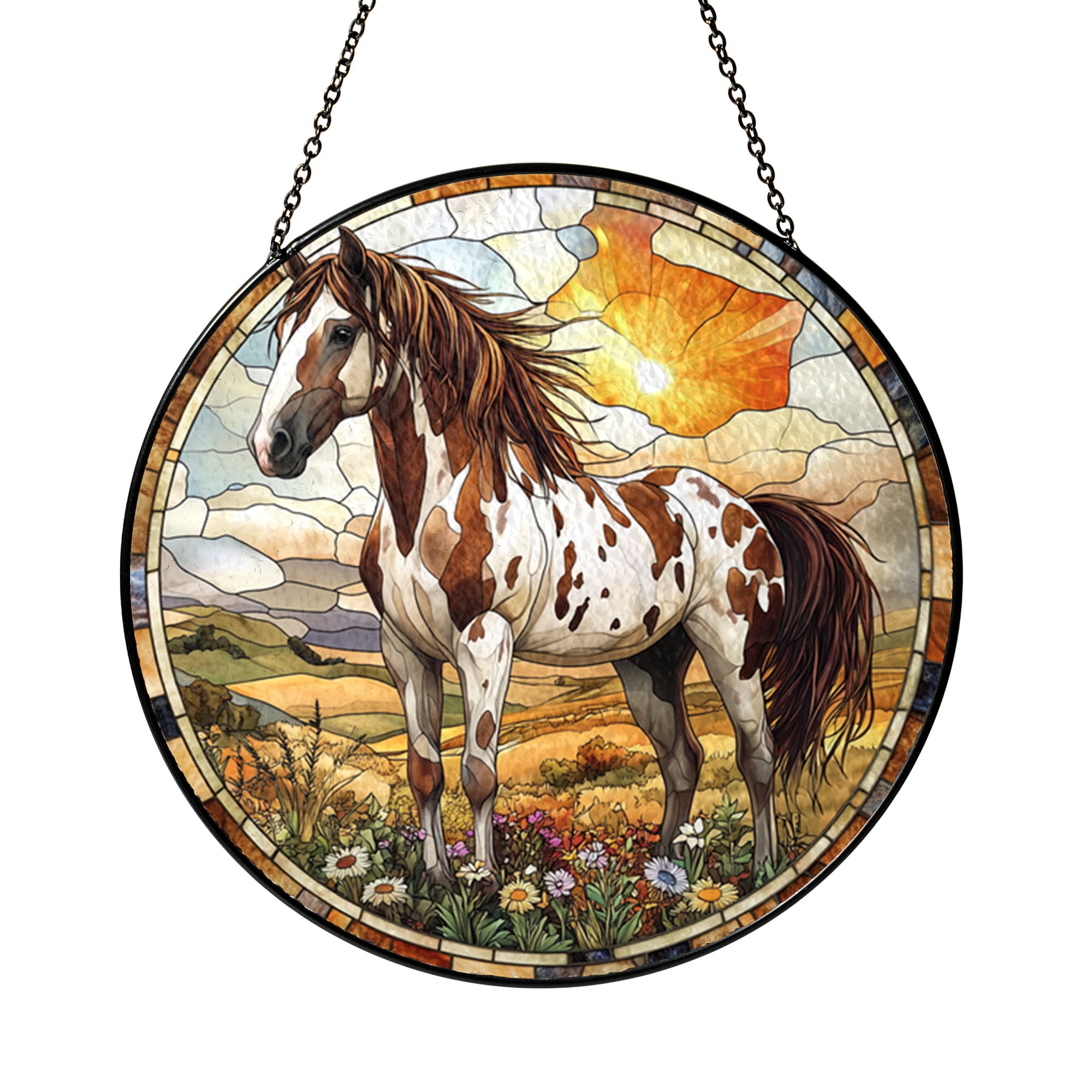Farm Landscape Window Decor – Horse Inspired Stained Glass Art ...