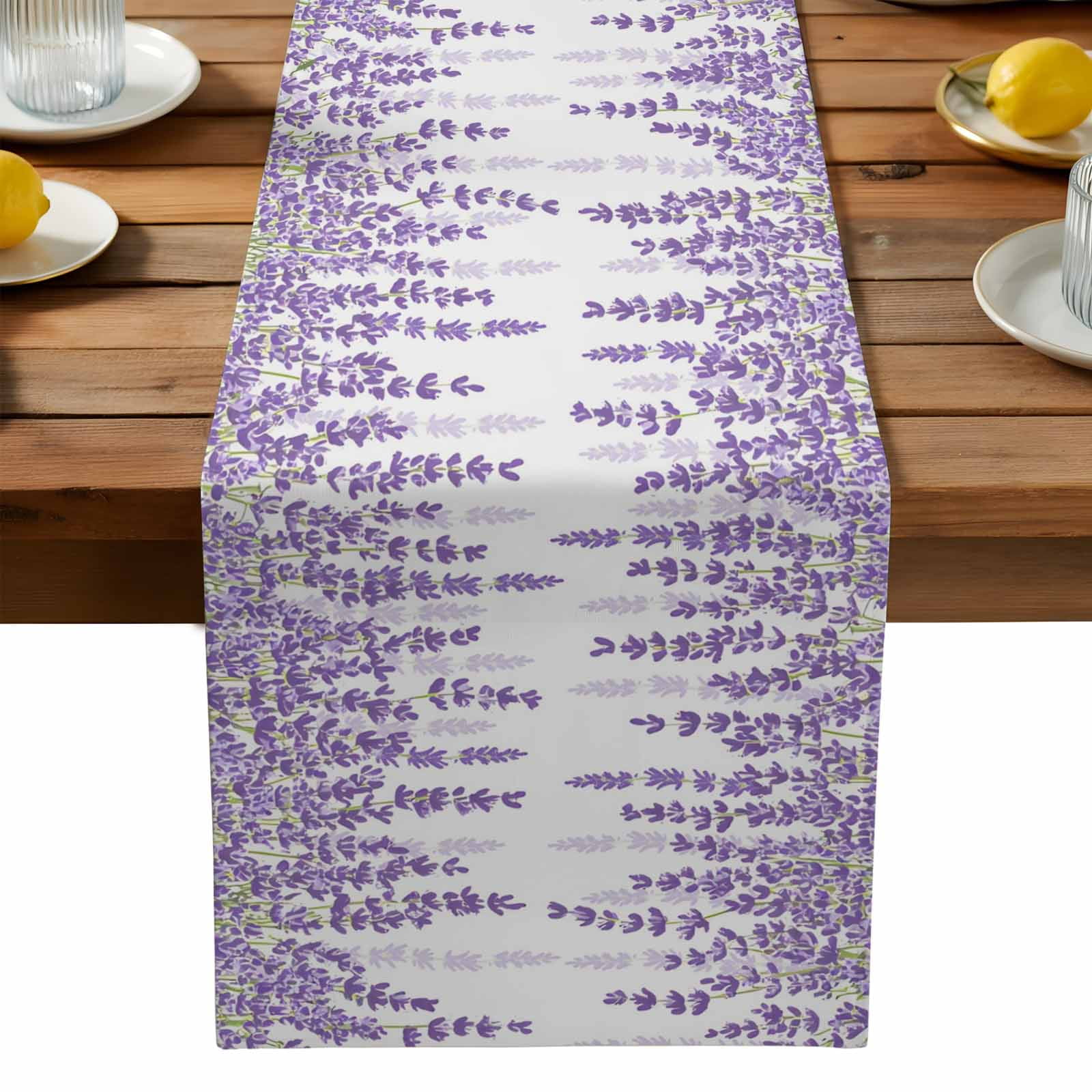 Farm Lavender Gradient Purple Table Runner-72 Inch Long Watercolor Herb ...