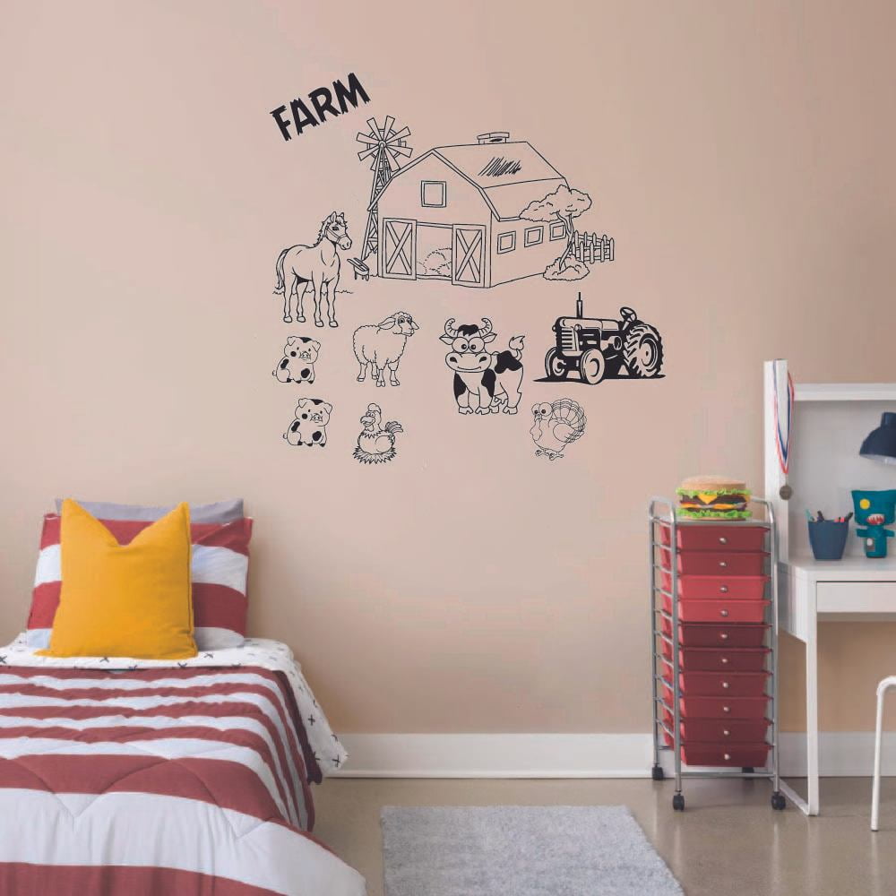 Farm Life Animals Barn Cow Sheep Pig Chicken Hen Ducks Barn Tractor ...