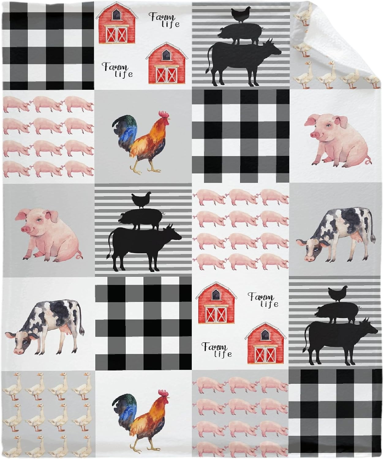 Farm Life Chicken Blanket Soft Flannel Lightweight Fleece Soft Gifts ...