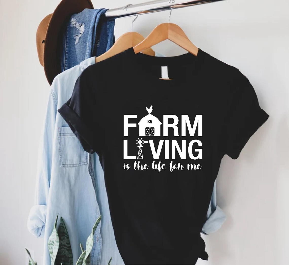 Farm Living Shirt For Farmers,Country Life Tee With Barn Rooster ...