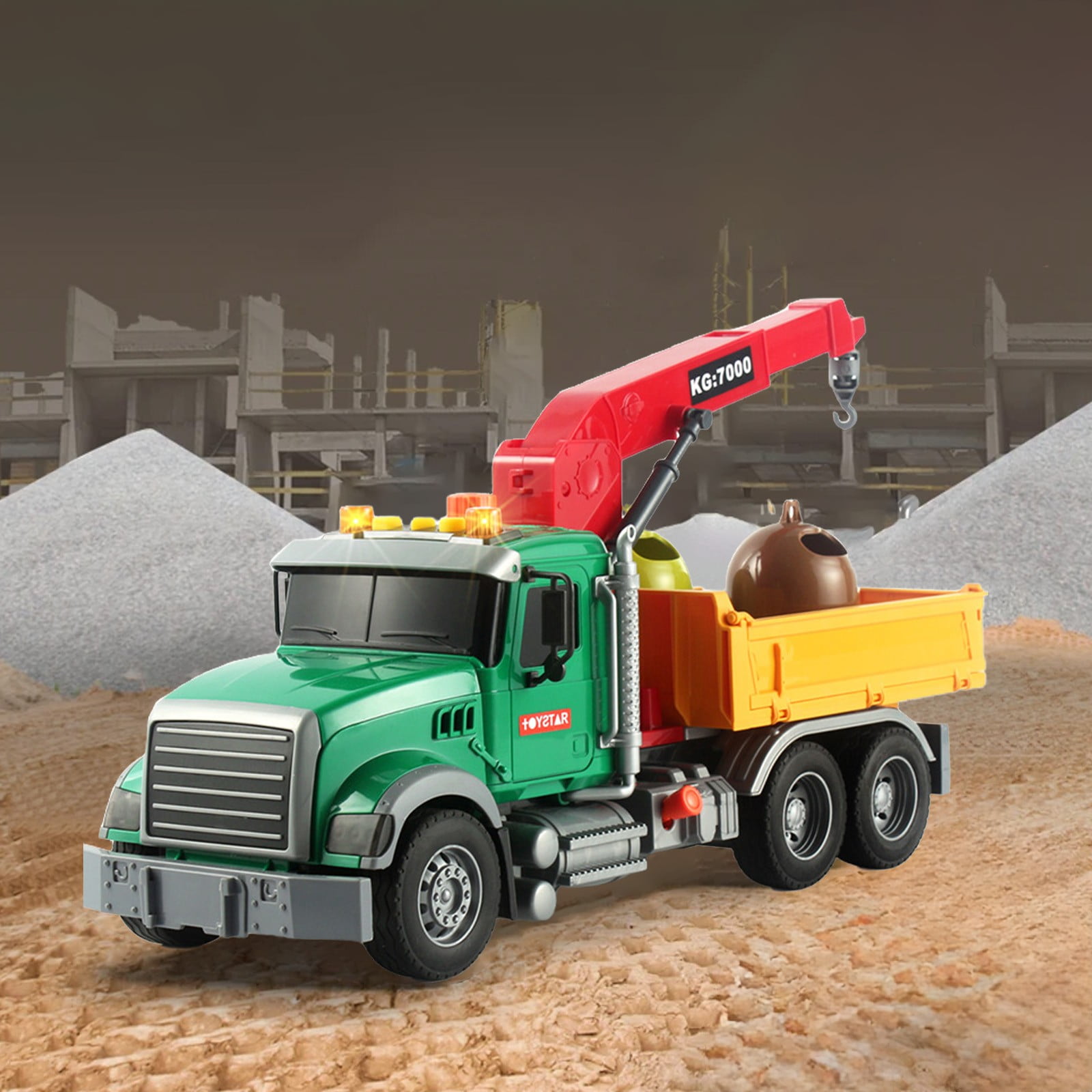 Farm Logging Truck Toy with Loading Cranes, Toddler Friction Powered ...