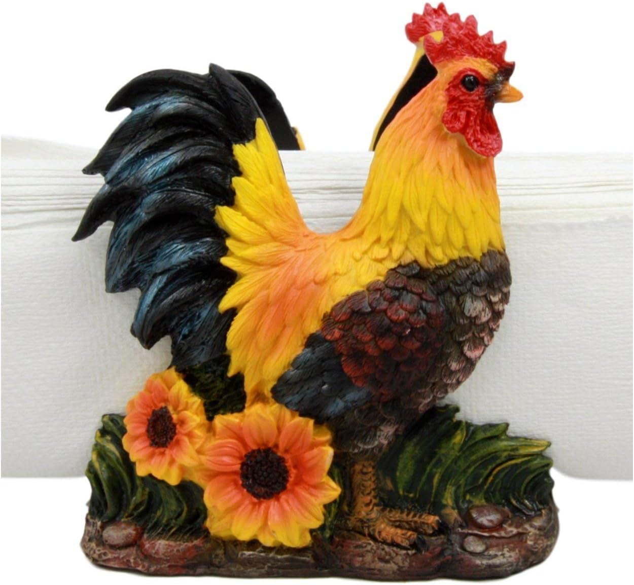 Farm Morning Crow Rooster Dinner Napkin Holder Figurine 6" Tall Rustic ...
