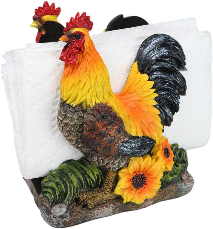 Farm Morning Crow Rooster Dinner Napkin Holder Figurine 6" Tall Western ...