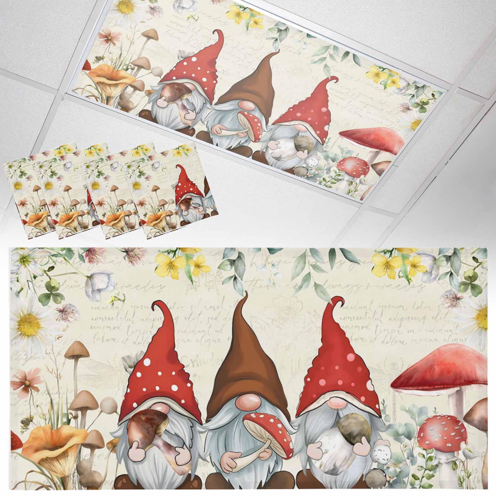 Farm Mushrooms Gnomes Fluorescent Light Covers Spring Dasiy Flowers ...