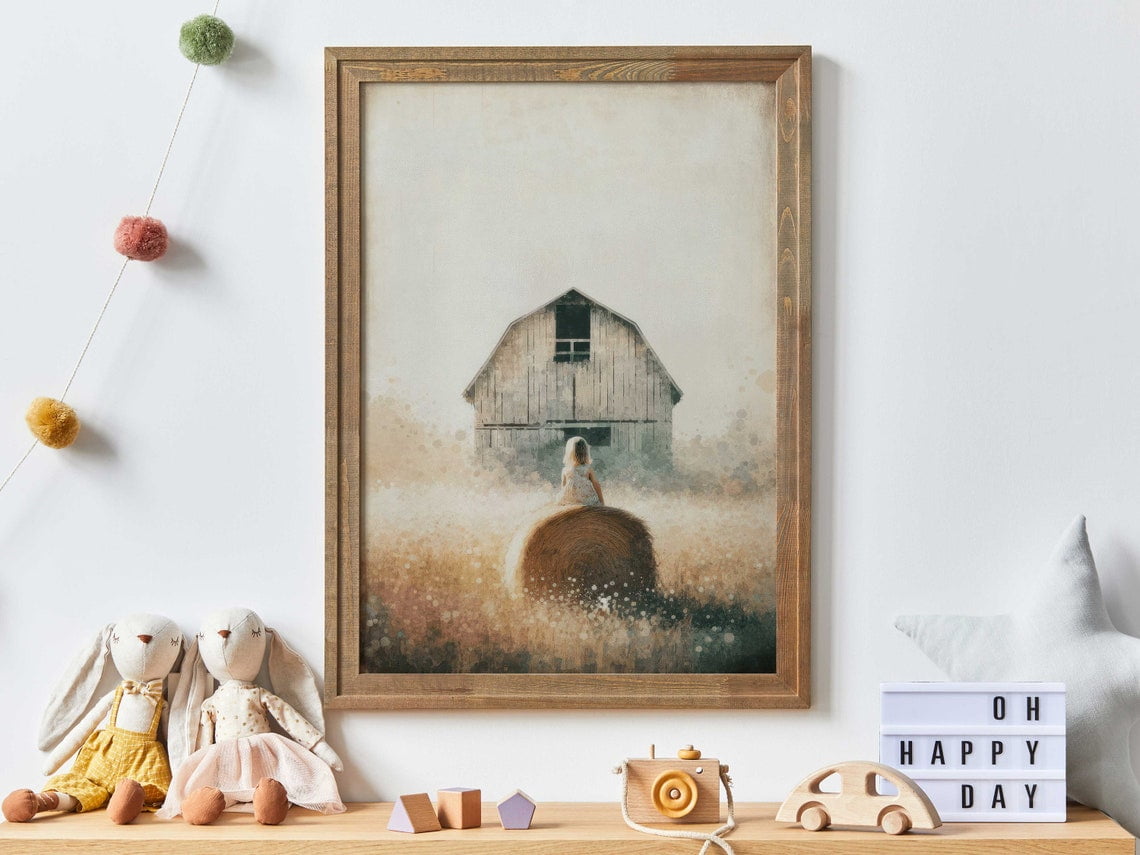 Farm Nursery Print, Barn Nursery Decor, Farmhouse Girl Nursery, Farm ...