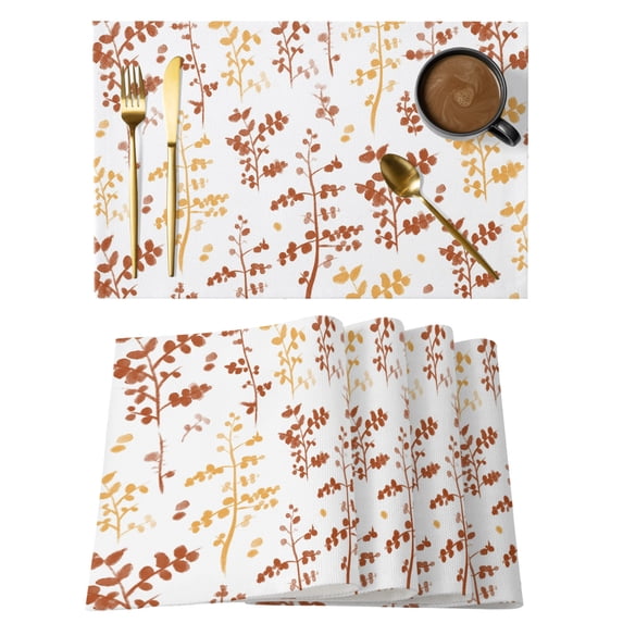Farm Orange Yellow Leaves Cotton Linen Placemats Set of 1, Country ...
