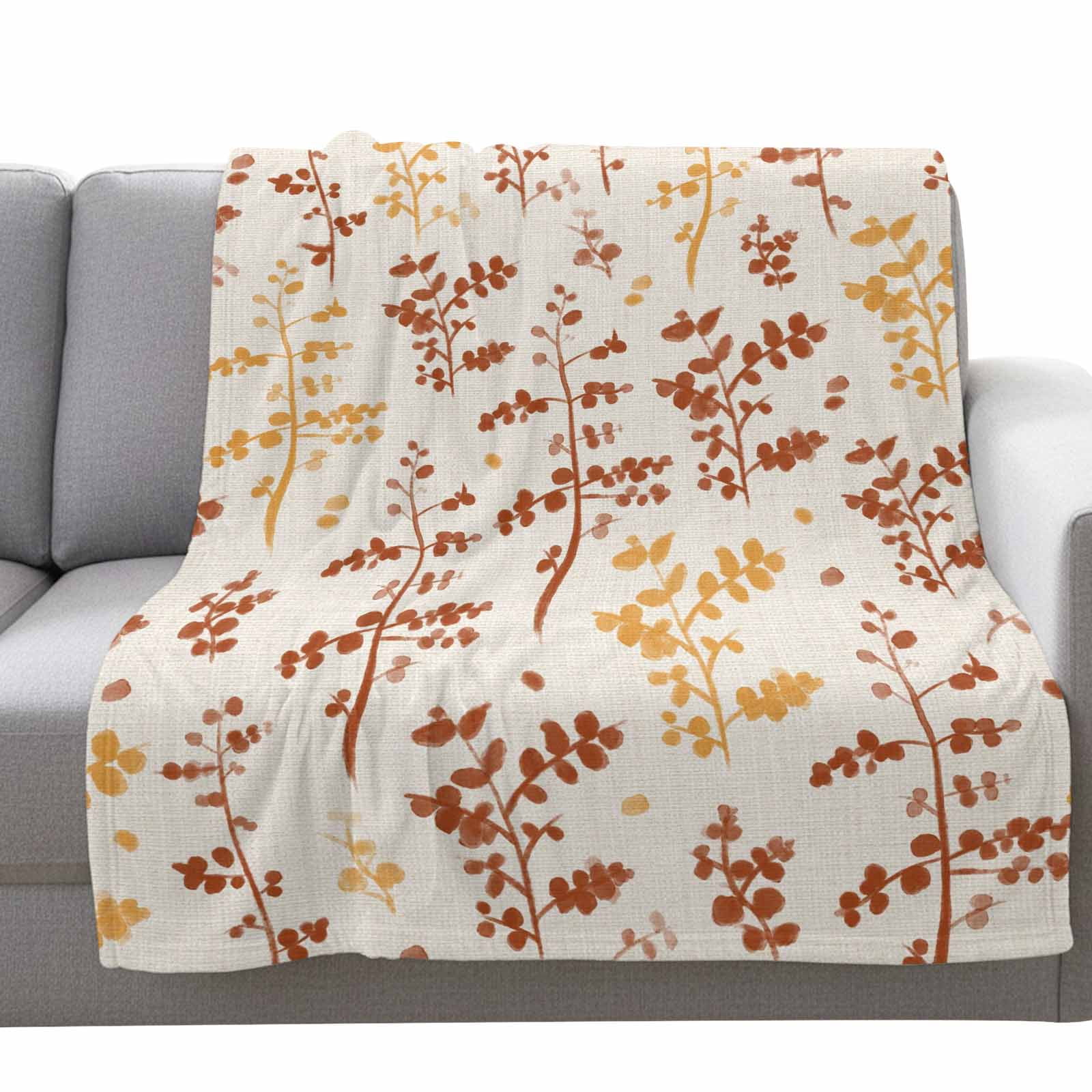 Farm Orange Yellow Leaves Fleece Throw Blanket Lightweight Country ...