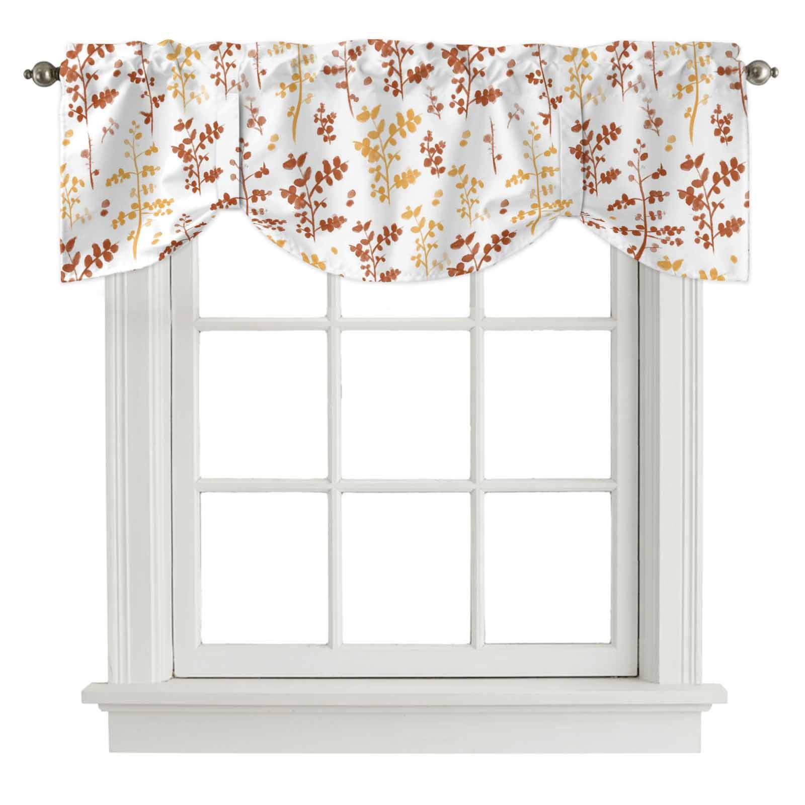 Farm Orange Yellow Leaves Tie Up Valance Curtains Country Style Plant ...