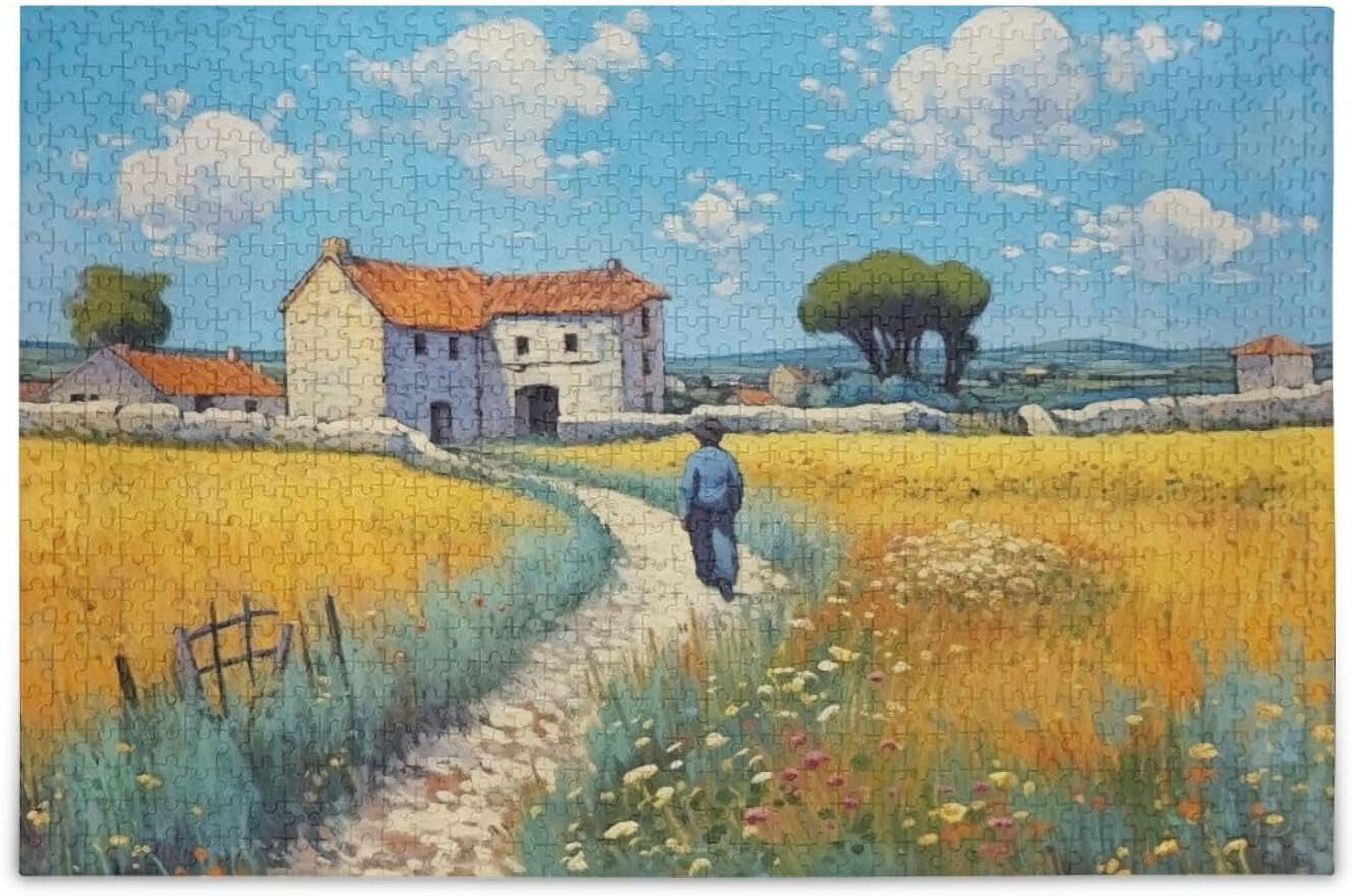 Farm Painting Jigsaw Puzzles for Adults 1000 Pieces, Die-Cut Puzzle ...