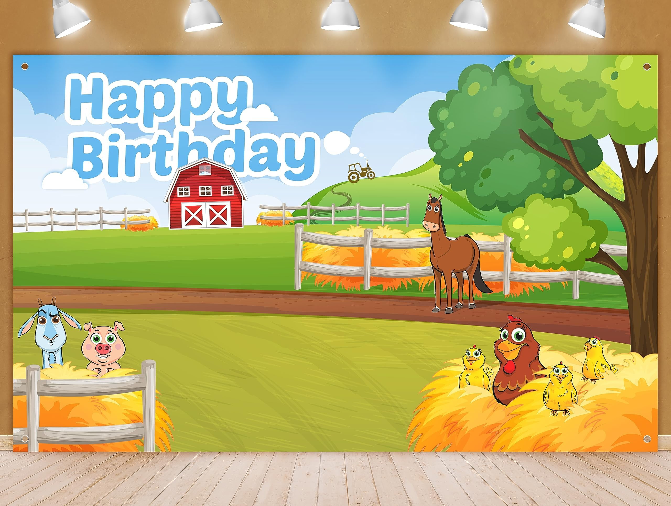 Farm Party Backdrop - Animals Barnyard Theme Studio Background Banner ...