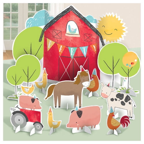 Farm Party 'Barnyard Birthday' Deluxe Table Decorating Kit (11pc ...