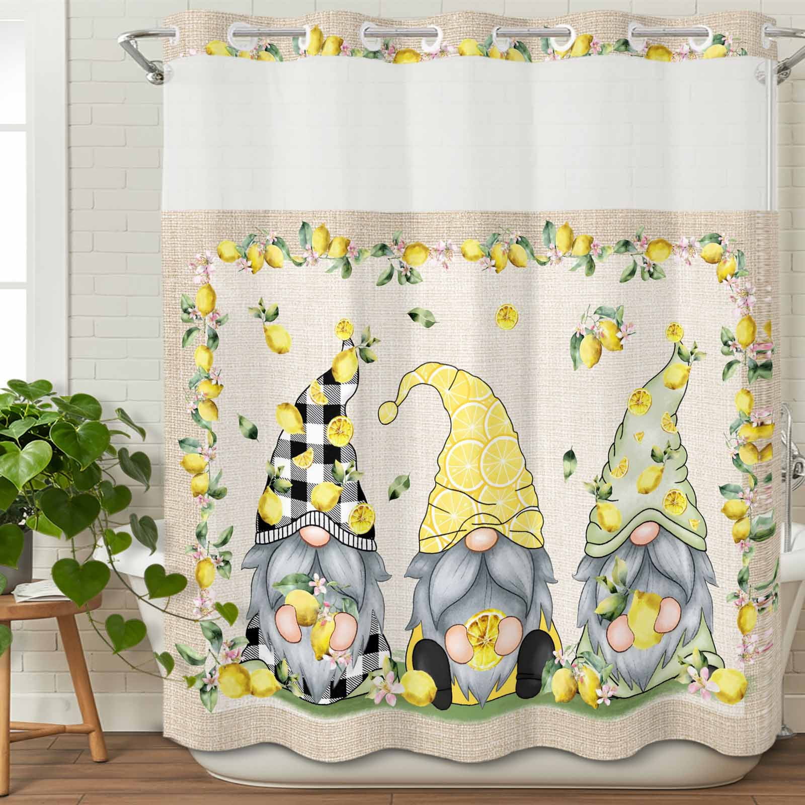 Farm Pastoral Dwarf Lemon No Hook Shower Curtain with Snap in Liner Set ...