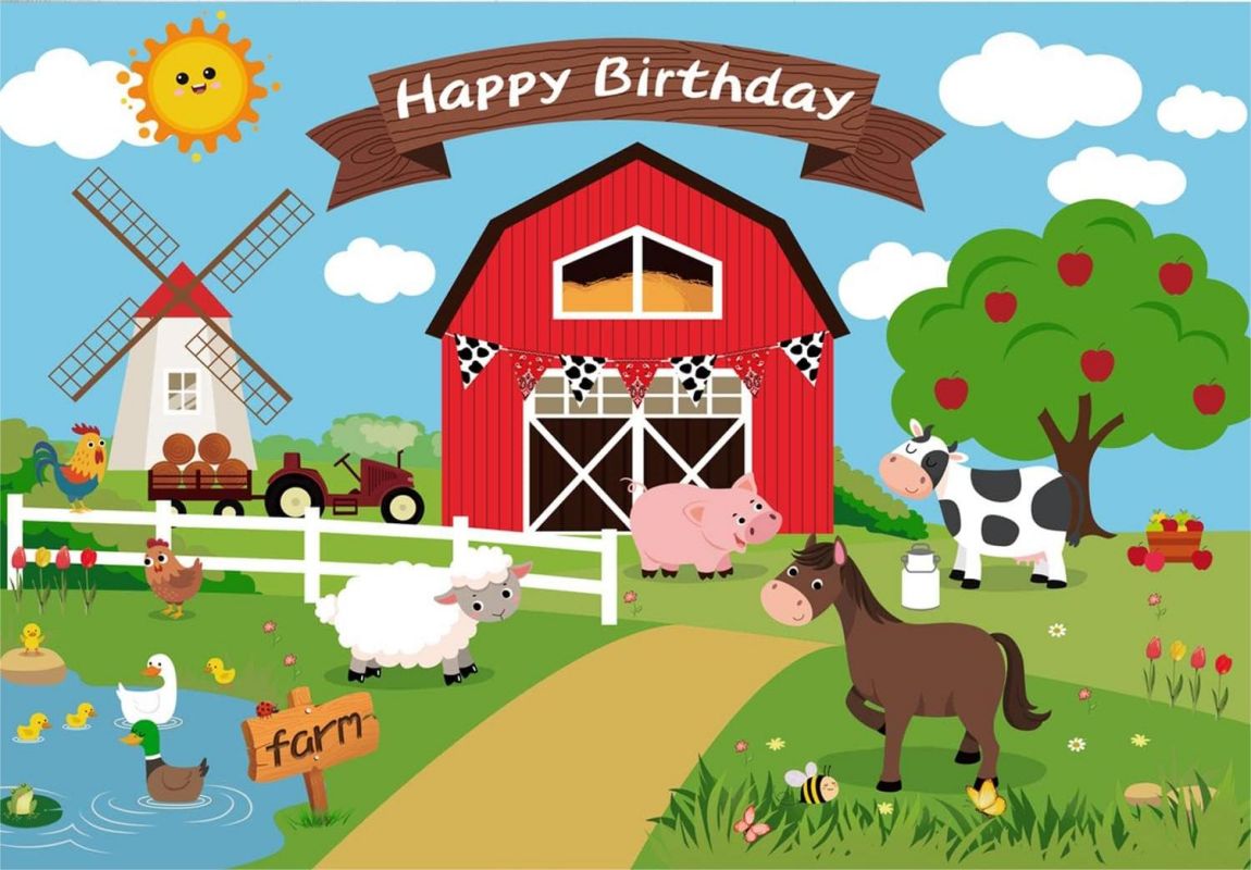 Farm Photo Background Banner Baby Shower ration Custom Birthday ...