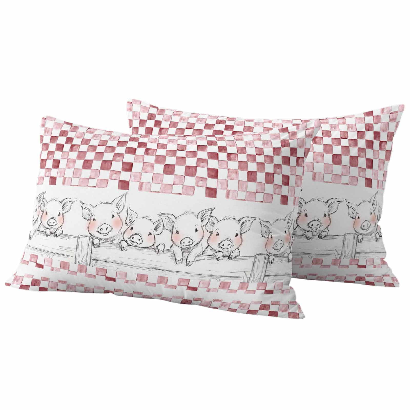 Farm Pig Outdoor Pillow Covers Set of 2 Country Farmhouse Cute Pigs ...