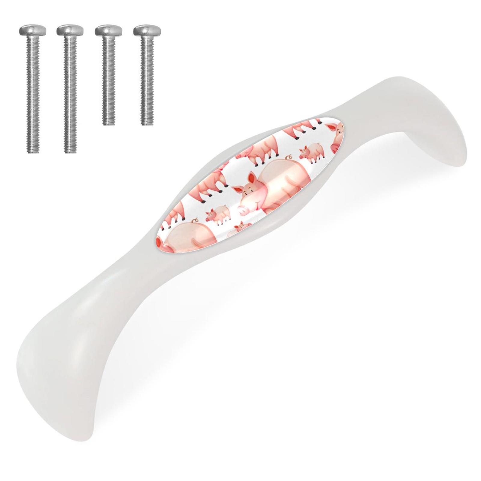 Farm Pigs Knob 4 Pack Arched Drawer Pulls Crystal Glass White Knobs ...