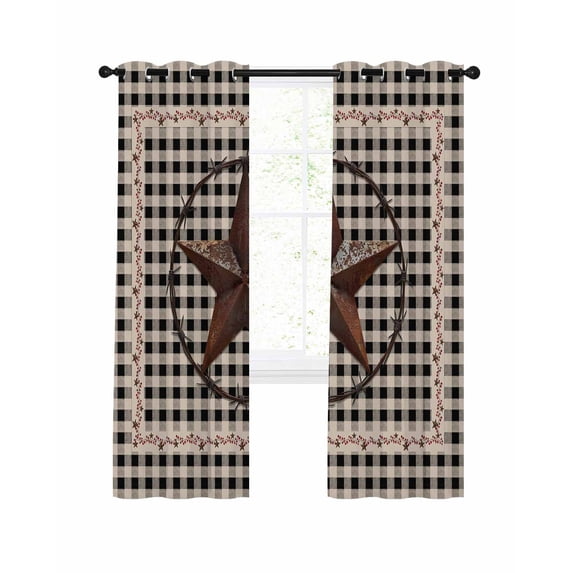 Farm Plaid Blackout Curtains 45 Inches Long for Bedroom, West Texas ...