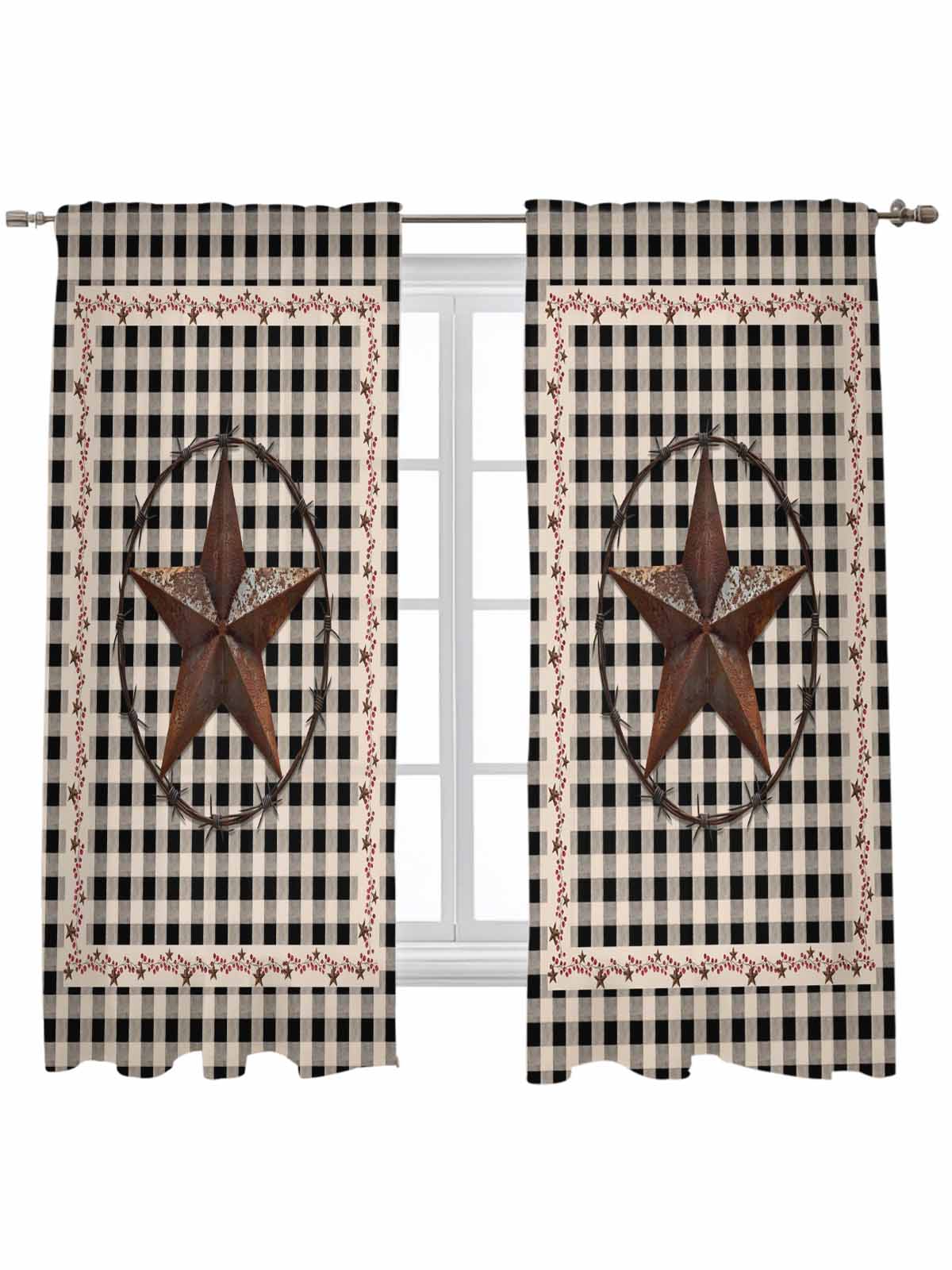 Farm Plaid Curtains 72 Inch Length,Sheer Curtains for Bedroom Living ...