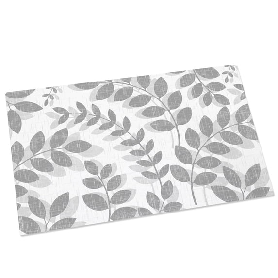 Farm Plant Leaf Door Mat 20x31.5 Inch Gray and White Branch Leaves ...