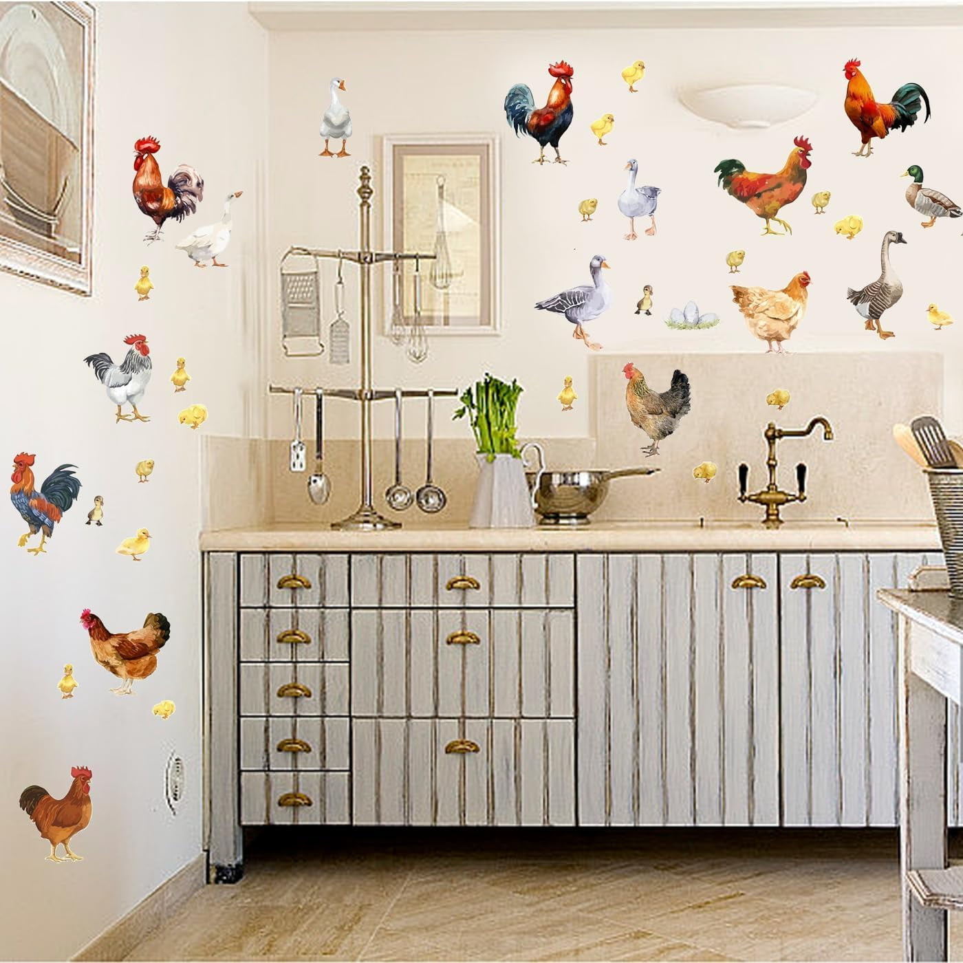 Farm Poultry Rooster Chickens Duck Wall Stickers Peel and Stick Wall ...
