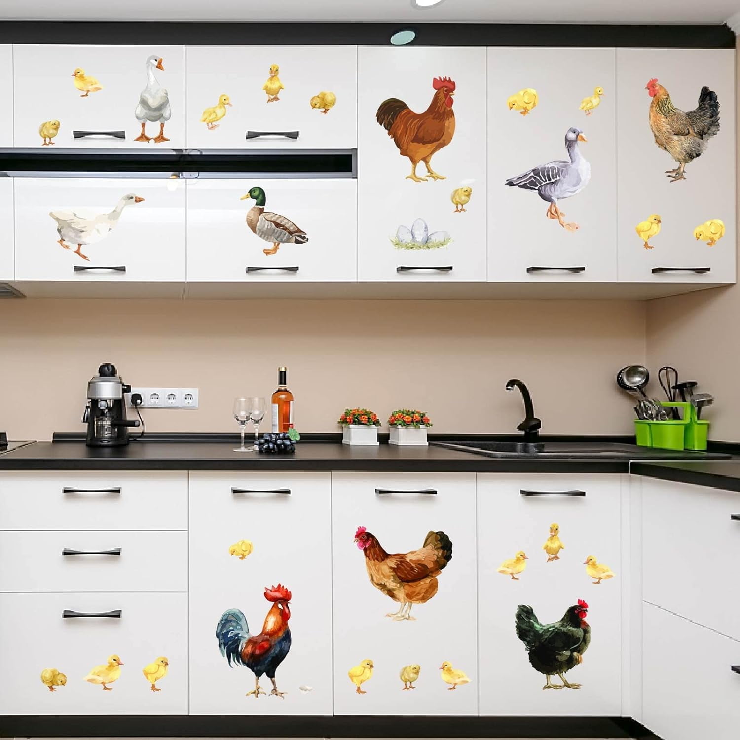 Farm Poultry Rooster Chickens Duck Wall Stickers Peel and Stick Wall ...