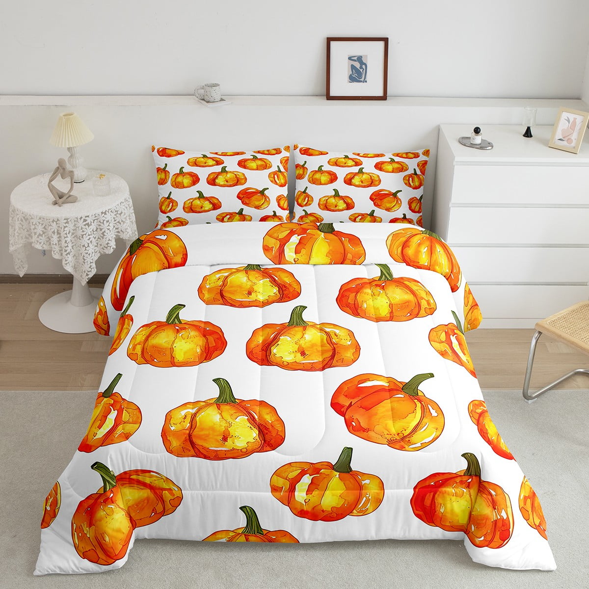 Farm Pumpkin Comforter Set Thanksgiving Bedding Set,Farmhouse Harvest ...