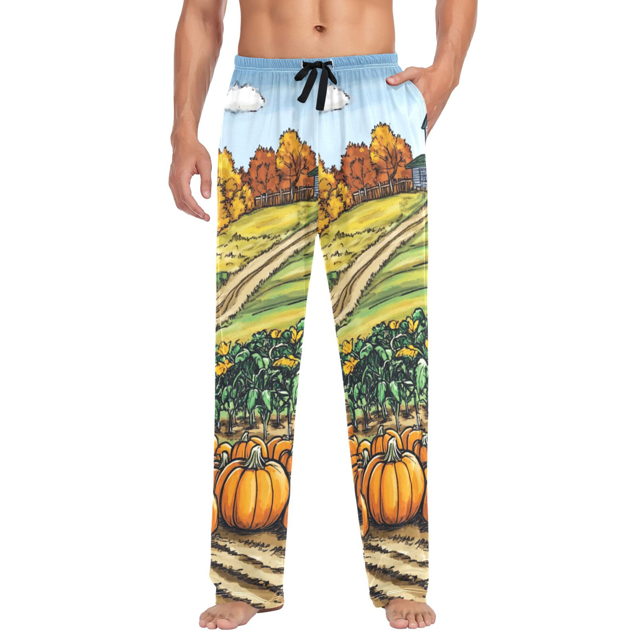 Farm Pumpkin Harvest Mens Cotton Pajama Pant Sleep and Lounge Bottons ...