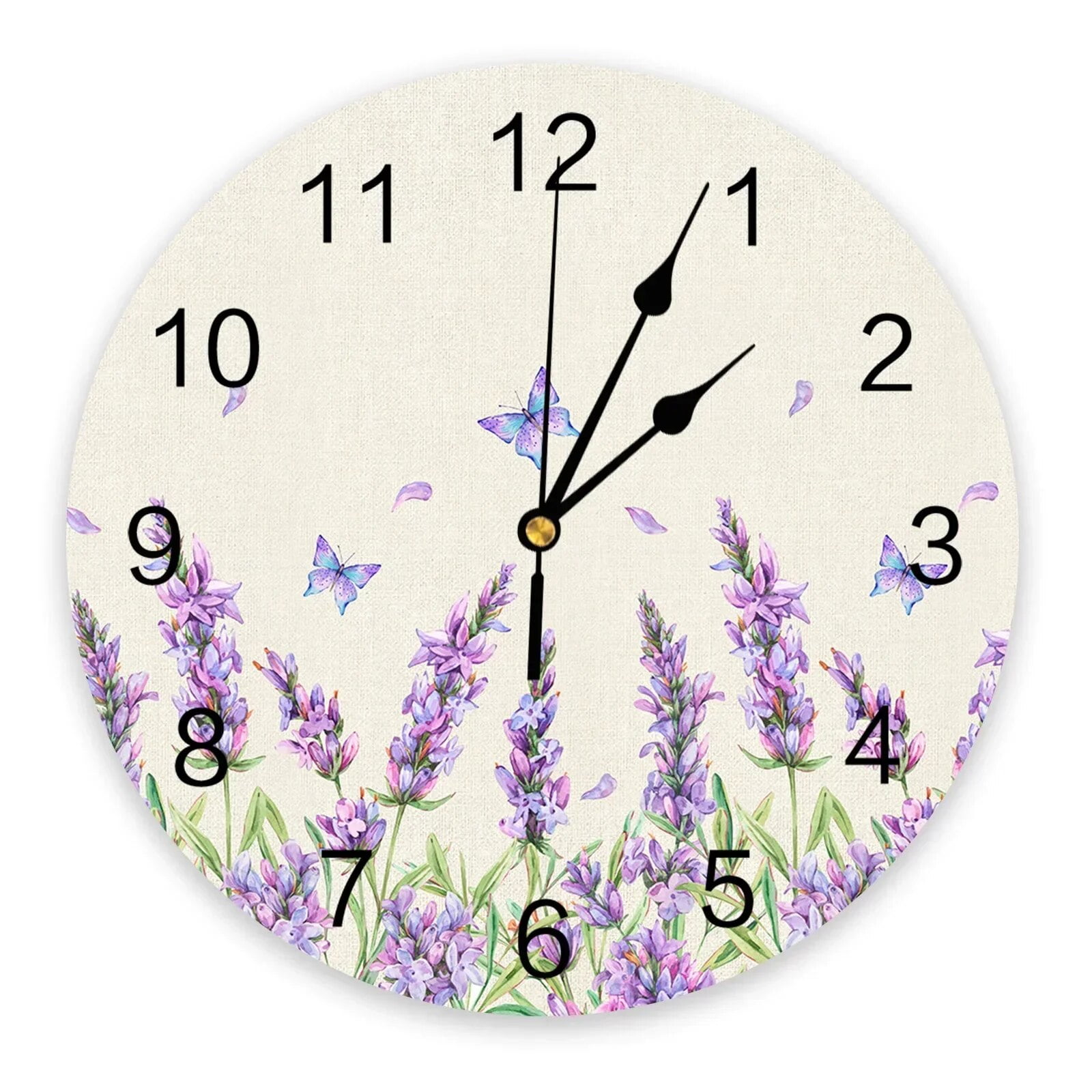 Farm Purple Fresh Flower Lavender Bicycle Living Room Clock Wall Round ...