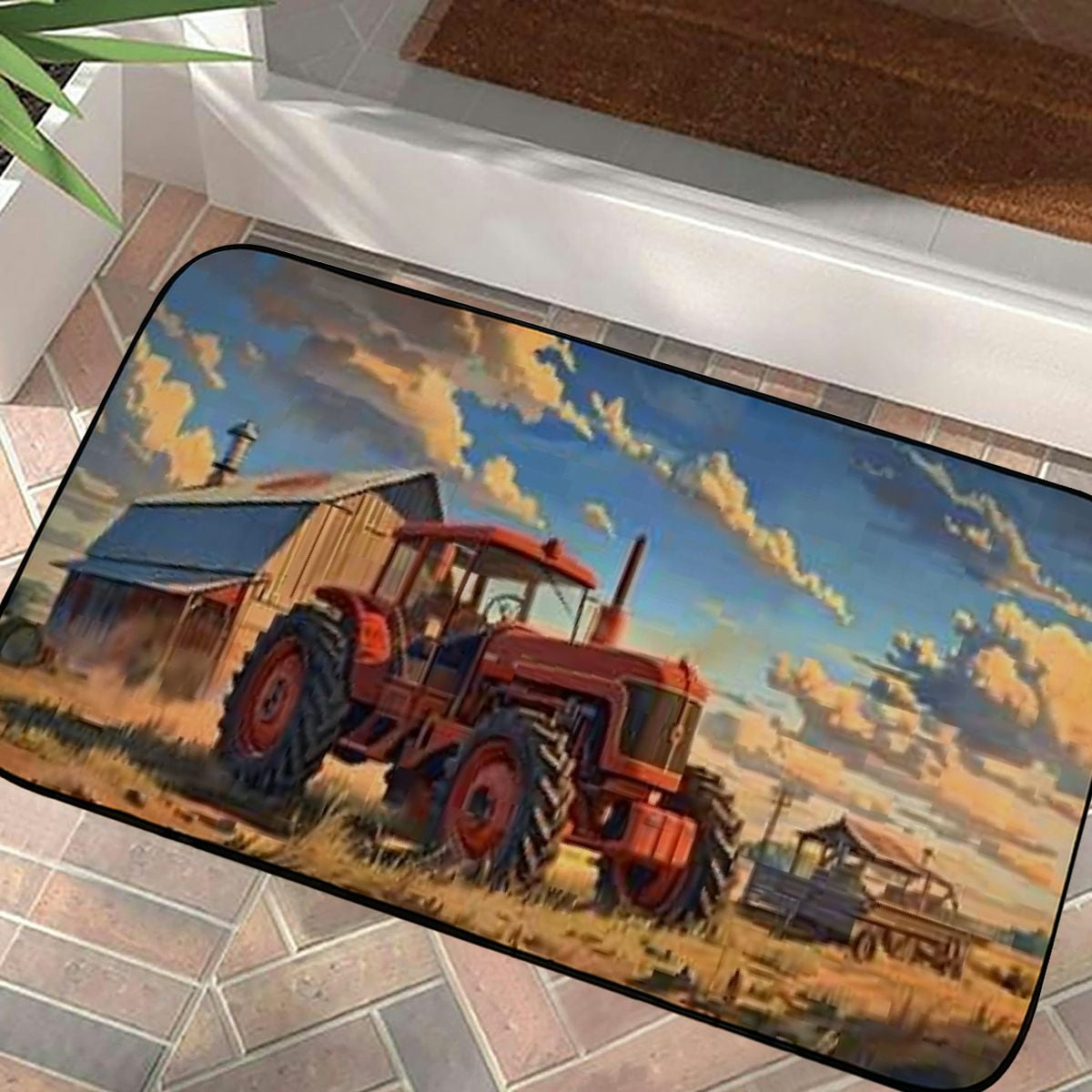 Farm Red Tractor Entry Welcome Doormat , Kitchen, Porch, Mud Shoes ...