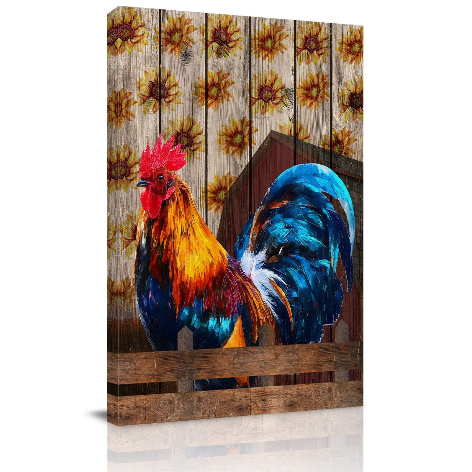 Farm Retro Chicken Canvas Wall Art for Living Room, Animal Portraits ...