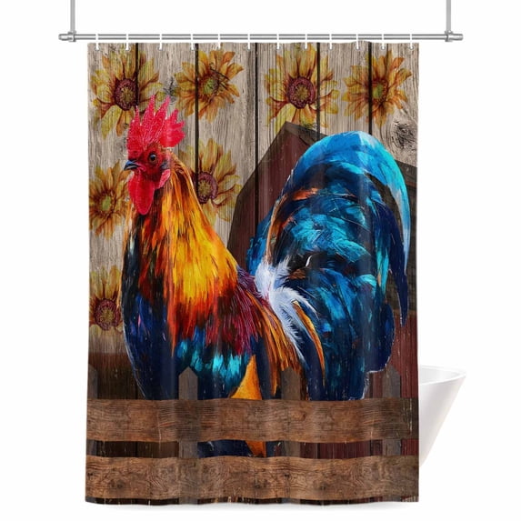 Farm Retro Chicken Shower Curtains for Bathroom, Animal Portraits ...