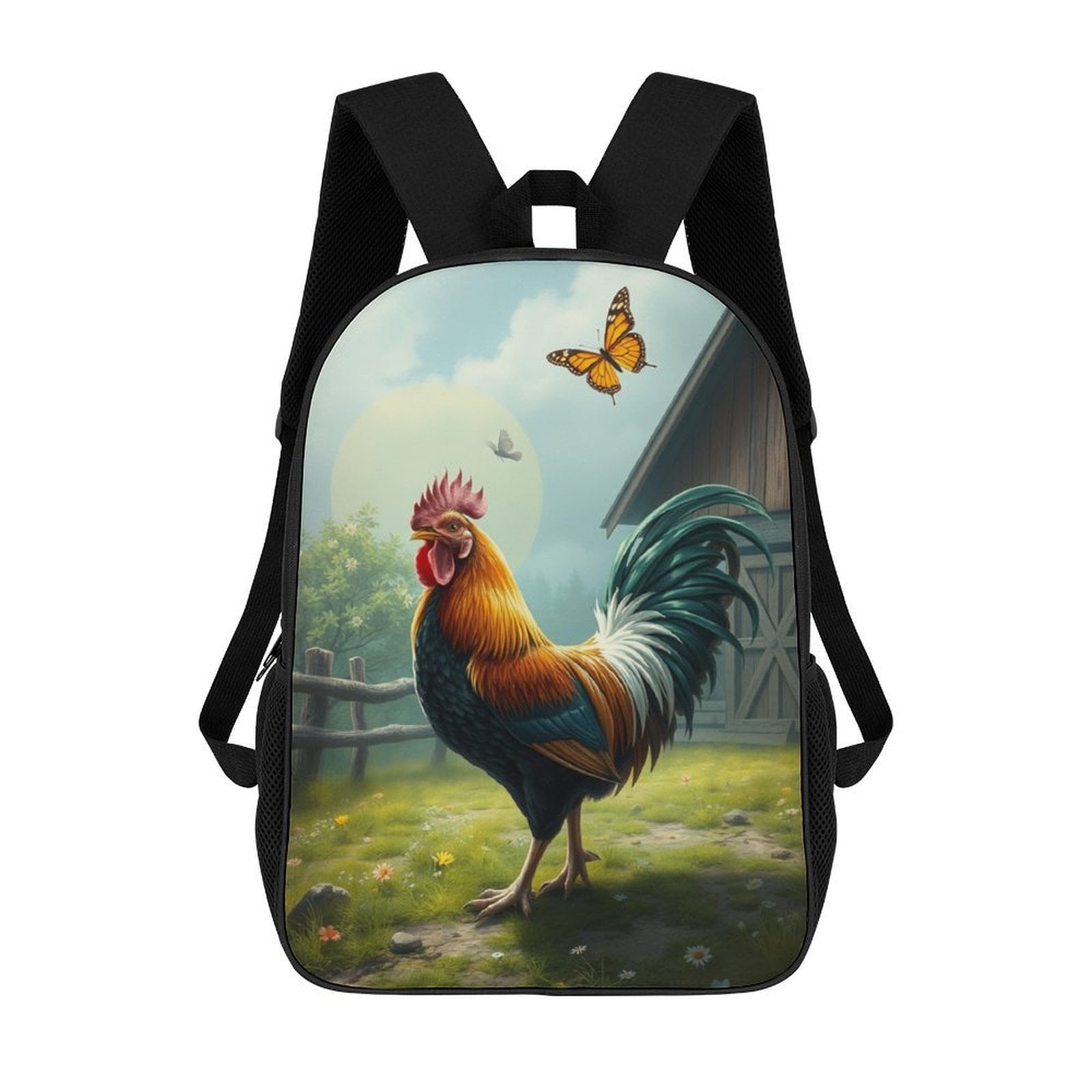 Farm Retro Male Rooster Backpack Printed Zipper Backpack Book Bag 17 ...