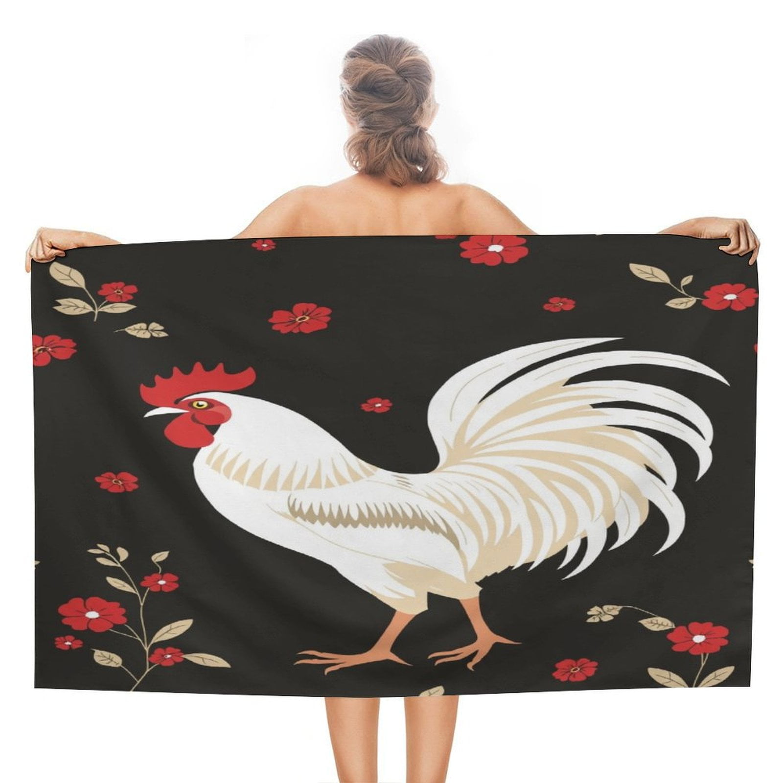 Farm Retro Male Rooster Beach Towel - Soft, Absorbent, Quick-drying ...