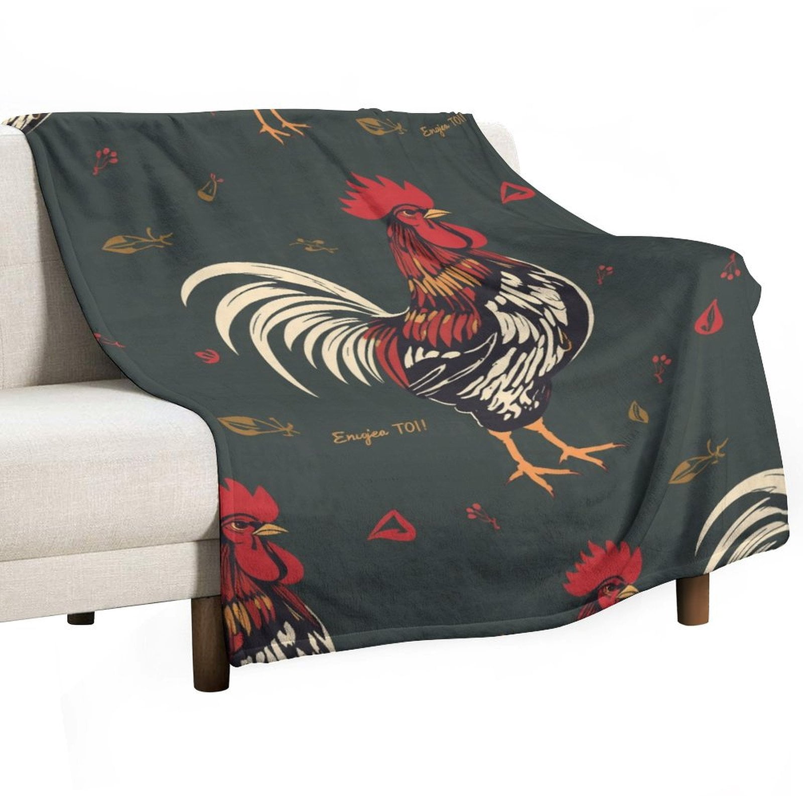 Farm Retro Male Rooster Blanket Flannel Bed Sofa Travel Camping Super ...