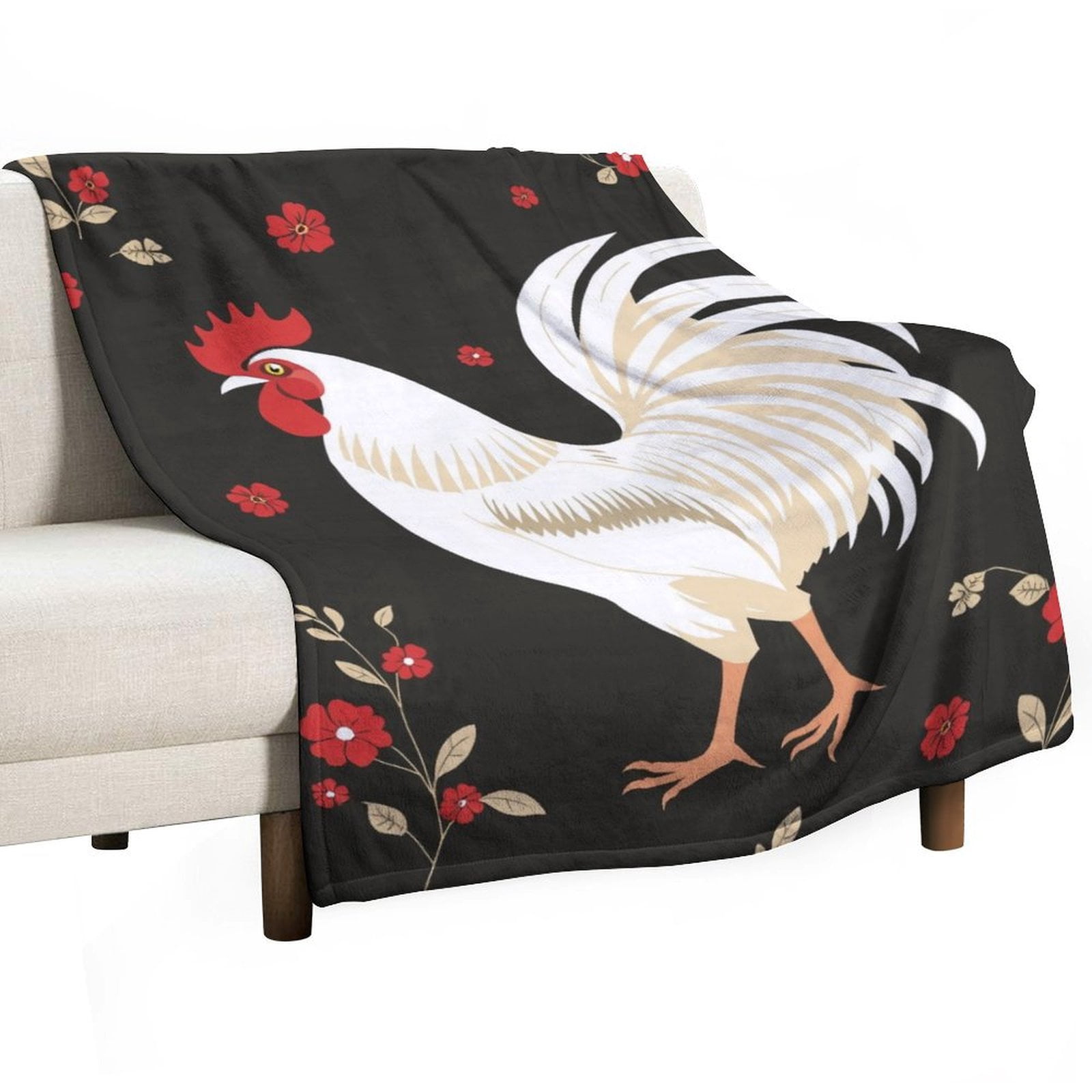 Farm Retro Male Rooster Blanket Flannel Bed Sofa Travel Camping Super ...