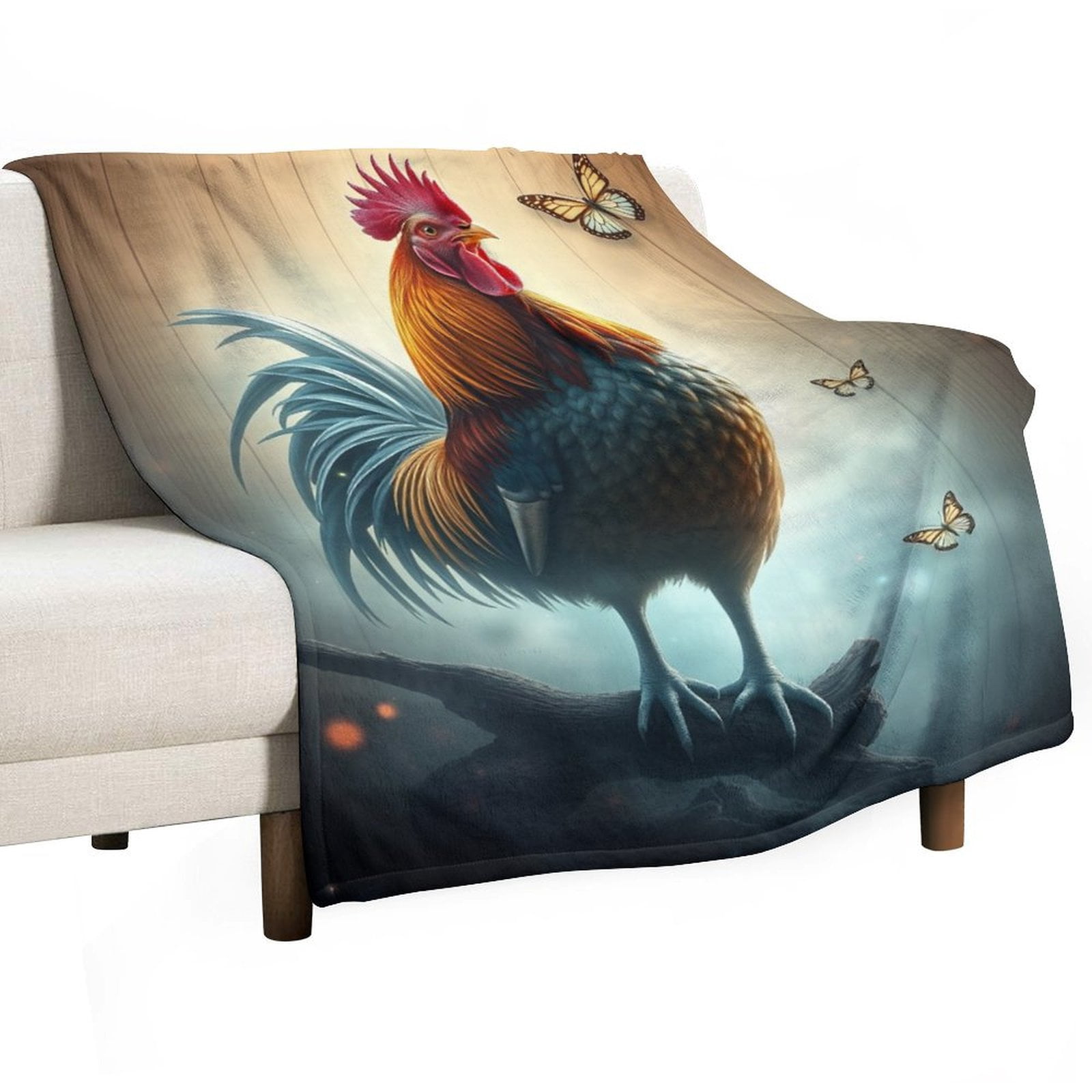 Farm Retro Male Rooster Blanket Picnic Blankets Warm Blanket Soft And ...