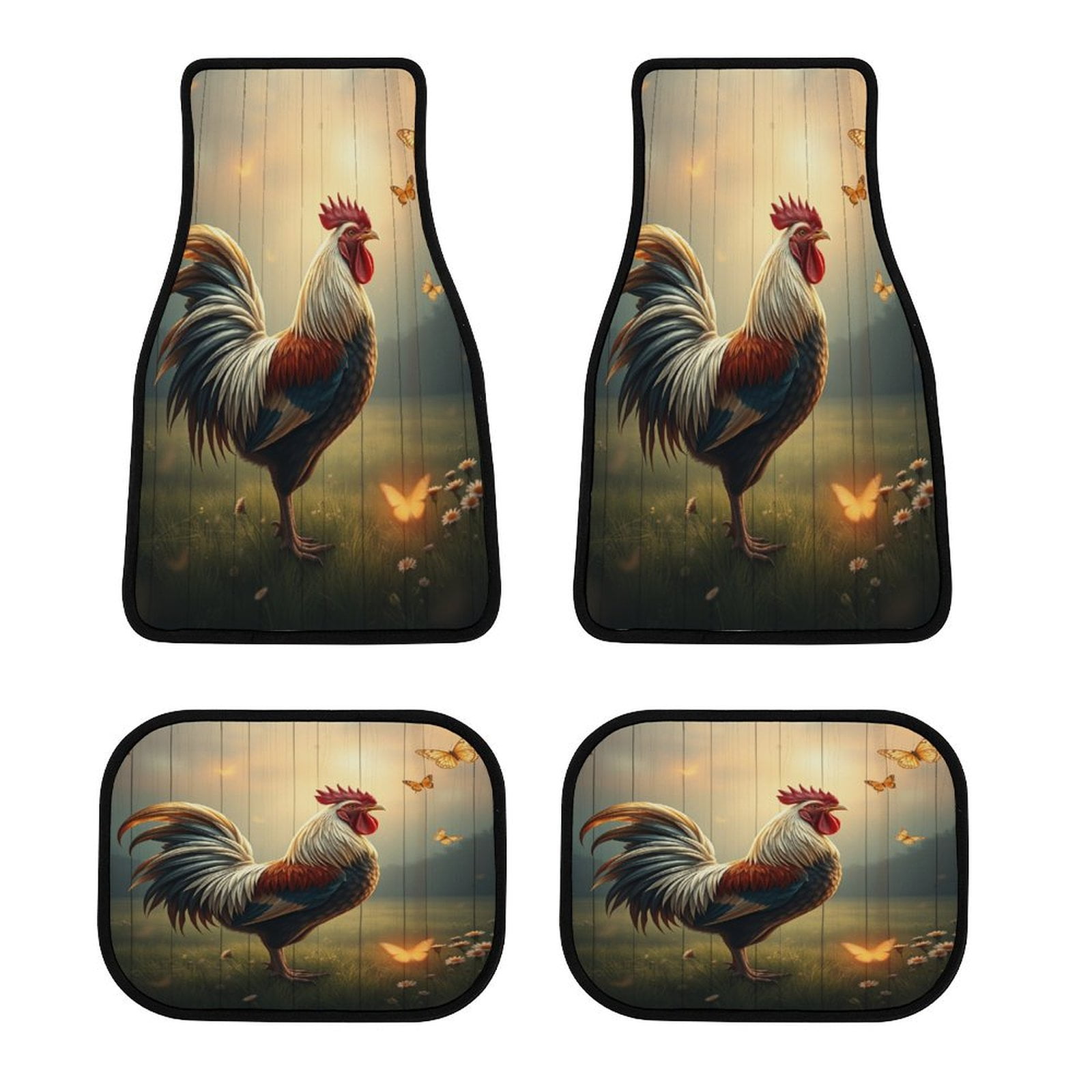 Farm Retro Male Rooster Car Floormat Heavy Duty Front Rear Floor Mats ...