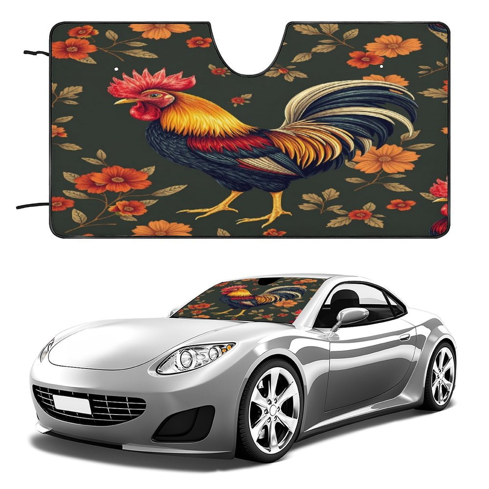 Farm Retro Male Rooster Car Windshield Sun Shade Foldable Sunshades ...