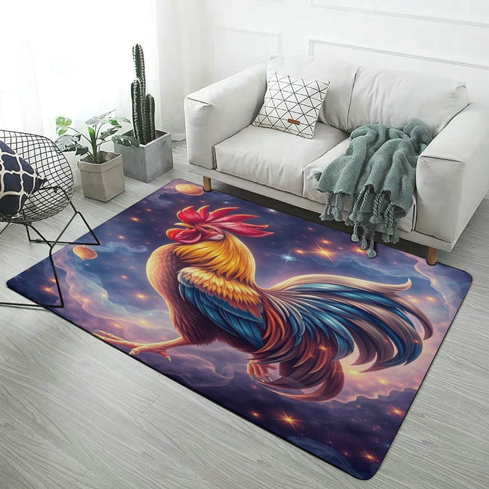 Farm Retro Male Rooster Carpet Large Size Living Room American Style ...