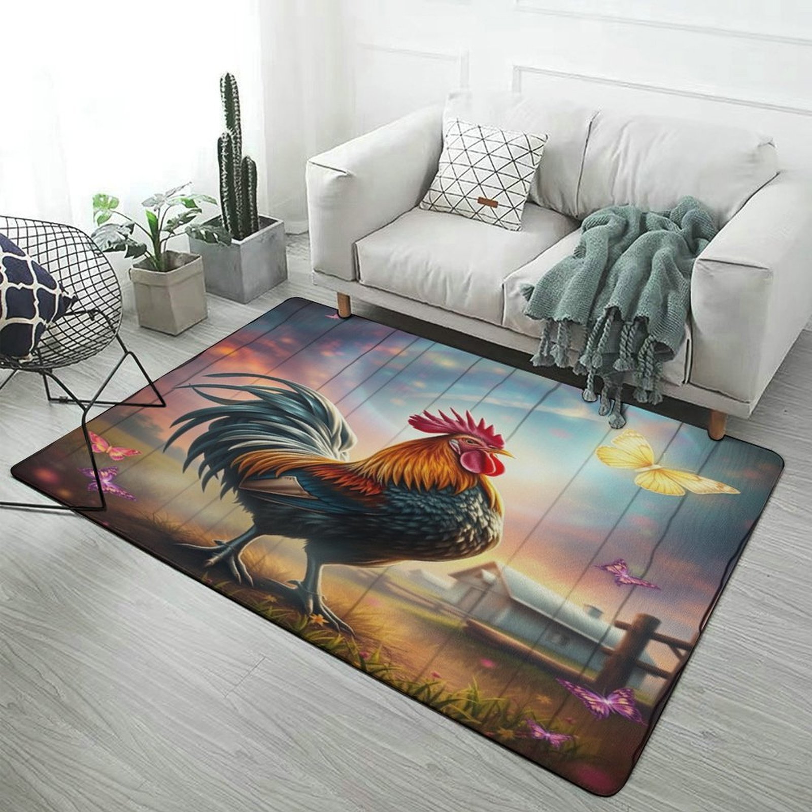 Farm Retro Male Rooster Carpets for Living Room Luxury Rations Sofa ...