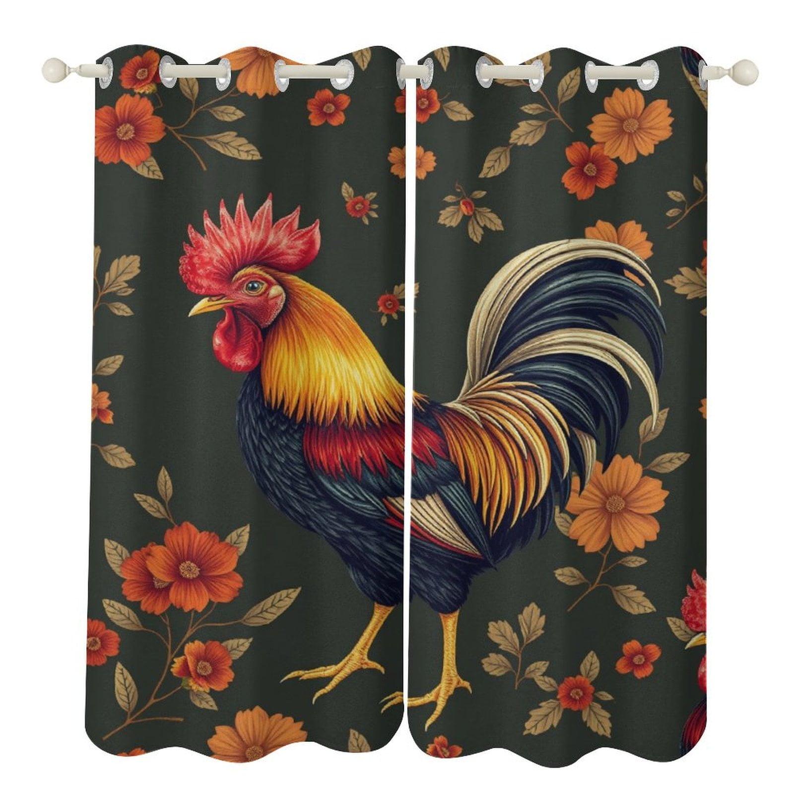 Farm Retro Male Rooster Curtain for Living Room Bedroom Set Design High ...