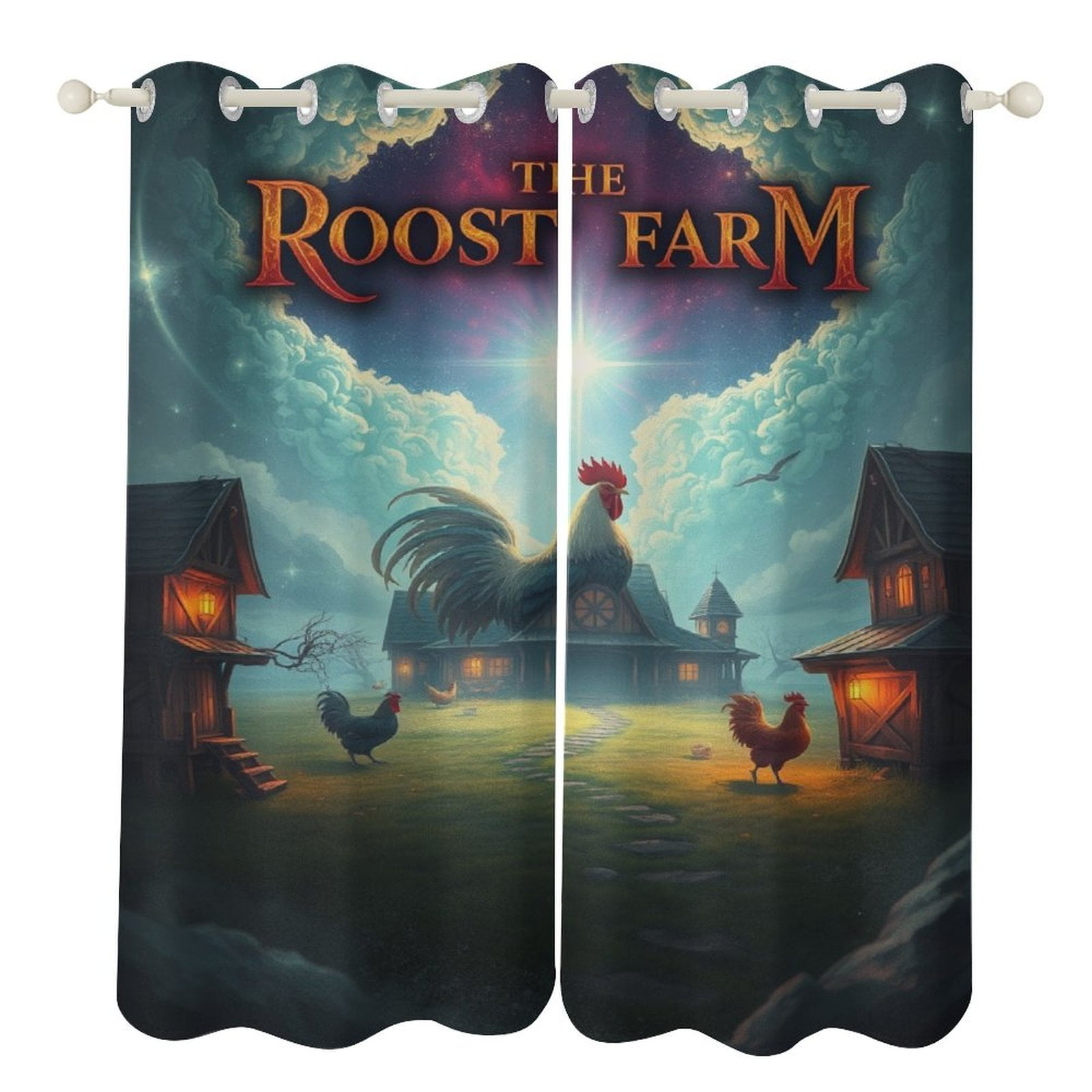 Farm Retro Male Rooster Curtain for Living Room Bedroom Set Design High ...