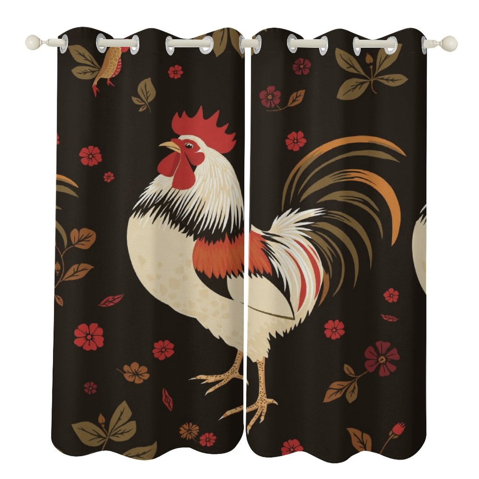 Farm Retro Male Rooster Curtains for Bedroom Living Room Drapes Kitchen ...