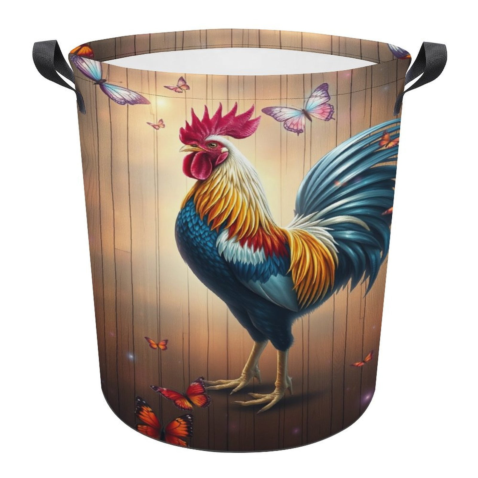 Farm Retro Male Rooster Folding Laundry Basket Storage Bin Large Hamper ...