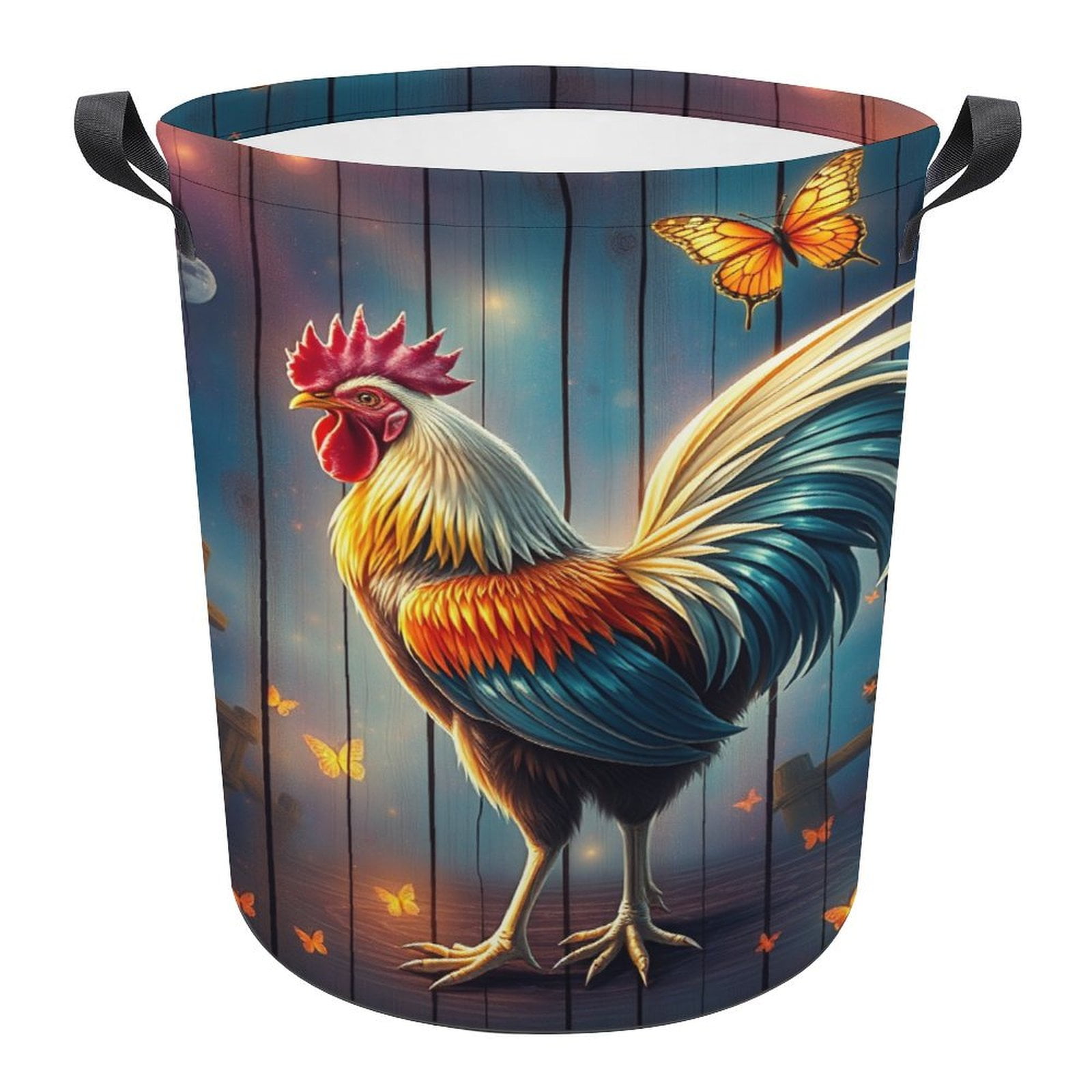 Farm Retro Male Rooster Folding Laundry Basket Storage Bin Large Hamper ...