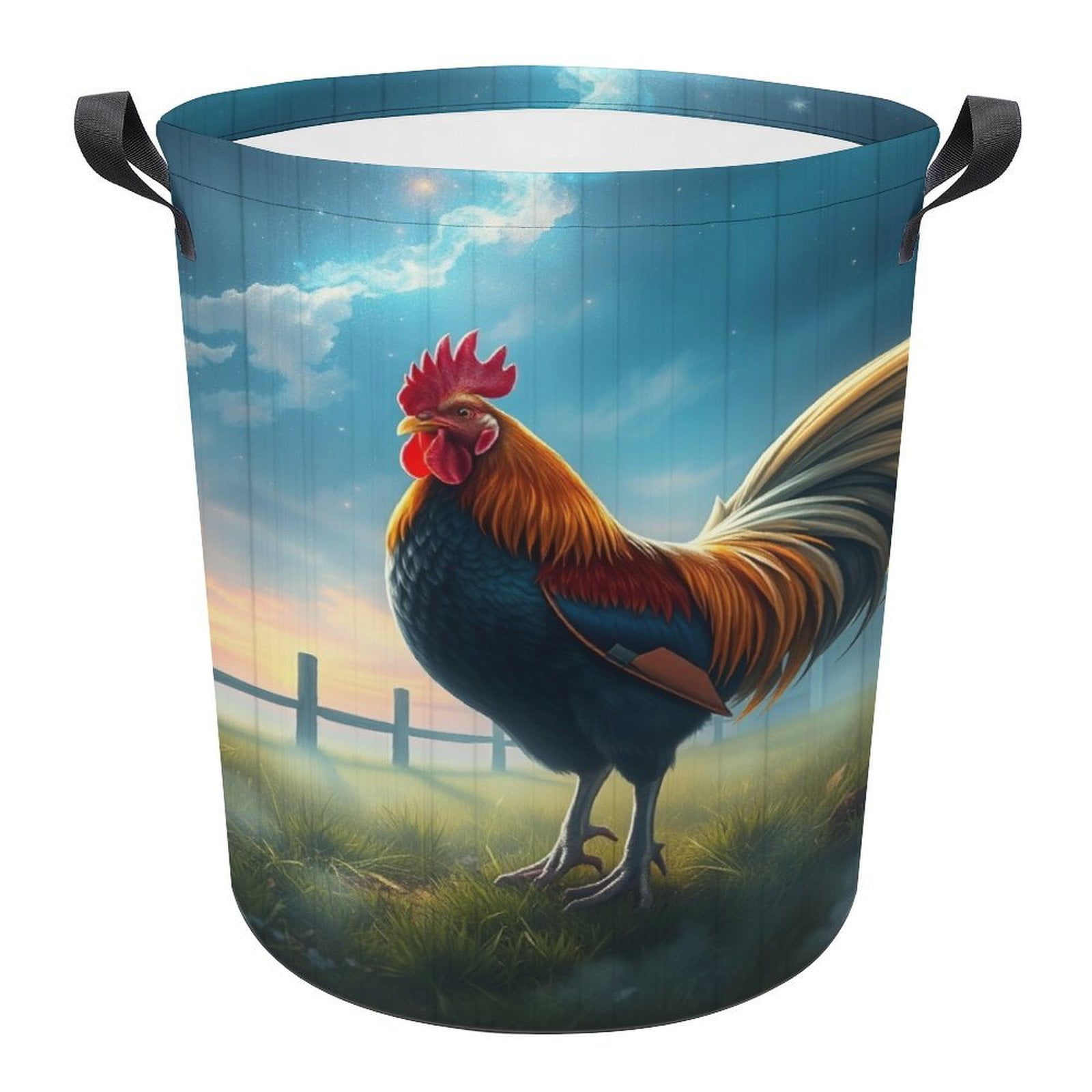 Farm Retro Male Rooster Laundry Basket Collapsible Clothing Hamper Toys ...