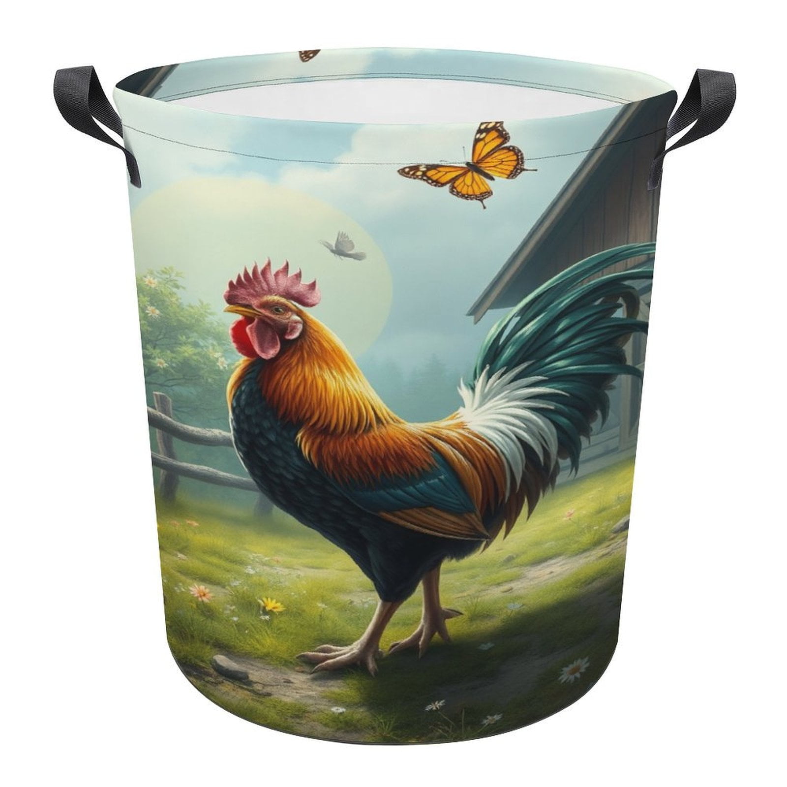 Farm Retro Male Rooster Laundry Basket Foldable Clothes Toy Hamper ...